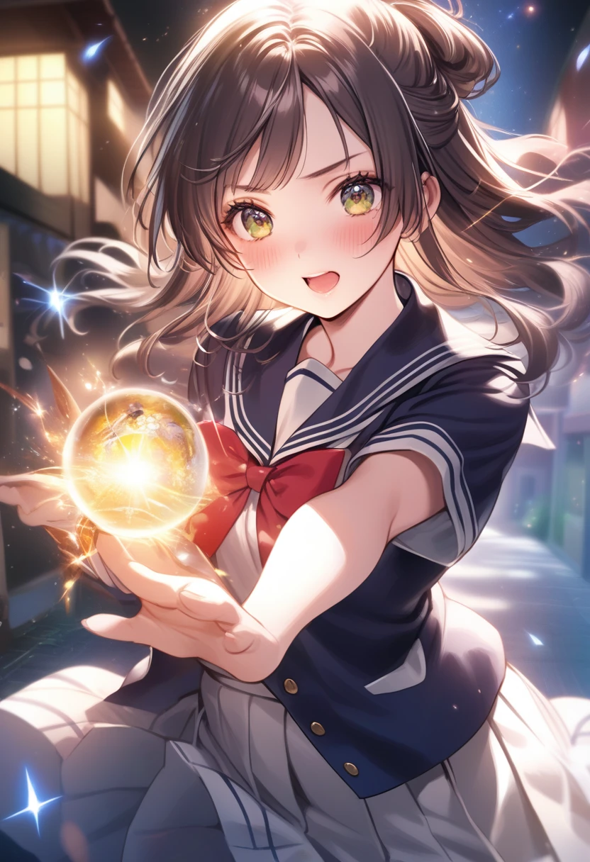 Anime girl holding a crystal ball in her hand - SeaArt AI