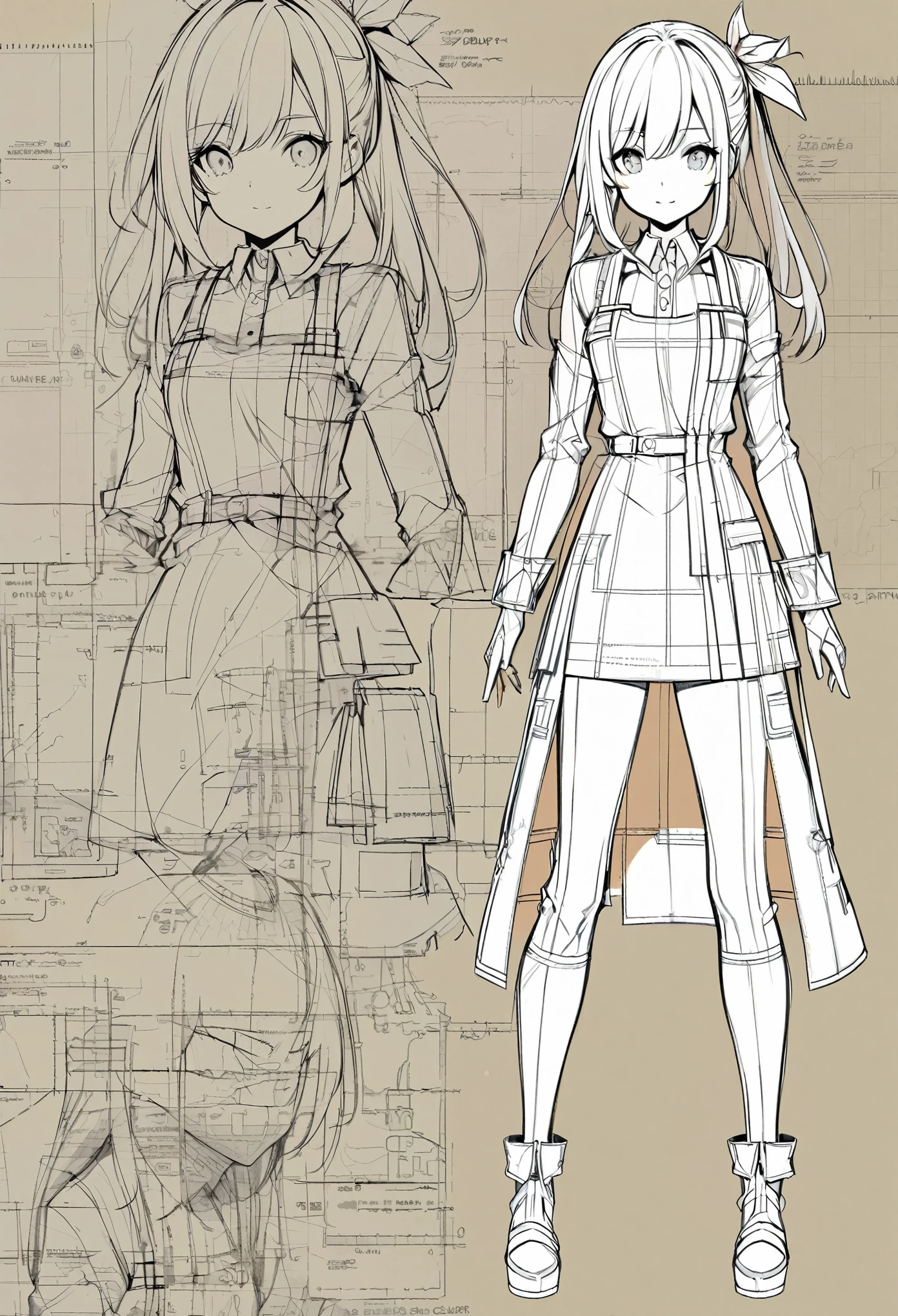 A drawing of a girl in a dress and a girl in a coat - SeaArt AI