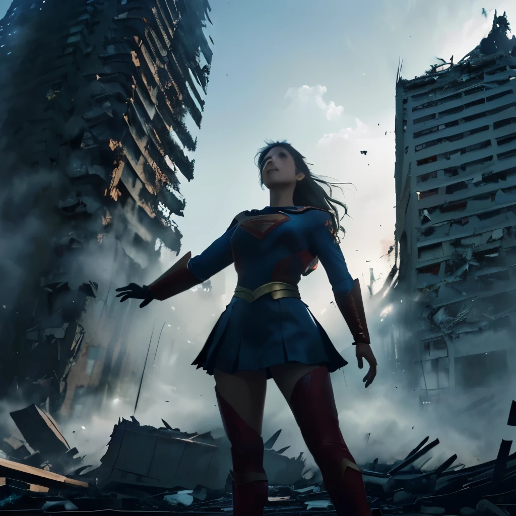 A woman in a superman costume standing in front of a building - SeaArt AI