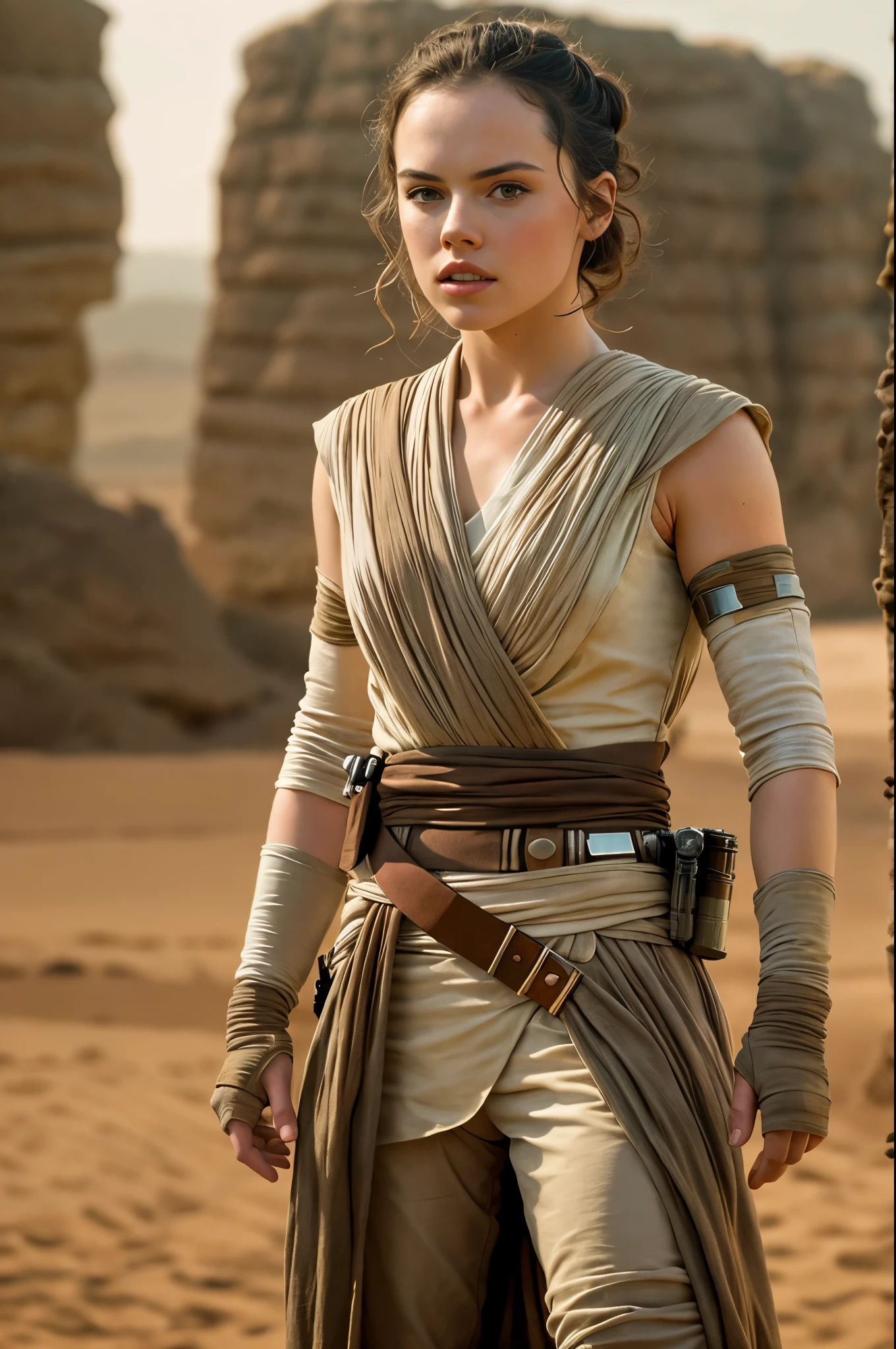 A woman in a star wars outfit standing in the desert - SeaArt AI