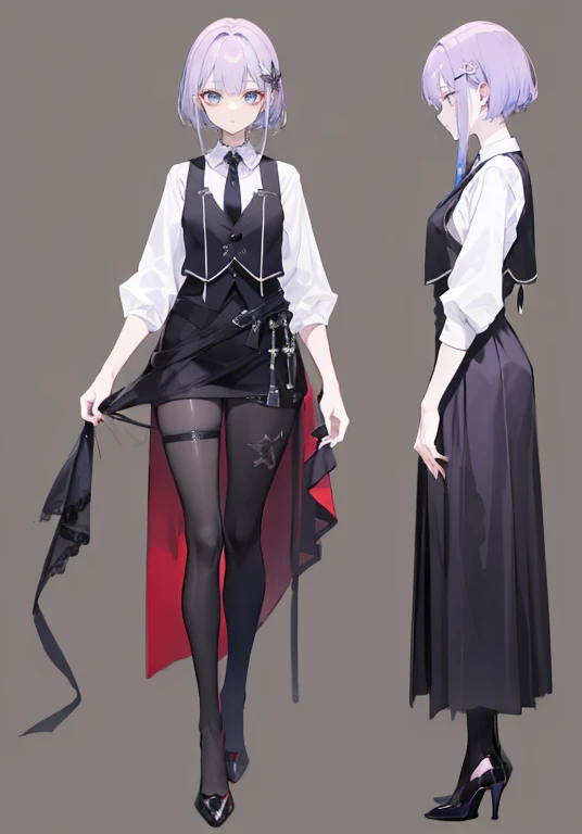 ((Perfect Face)),Purple Hair,Shortcuts,Adult female,Gothic,bartender ...