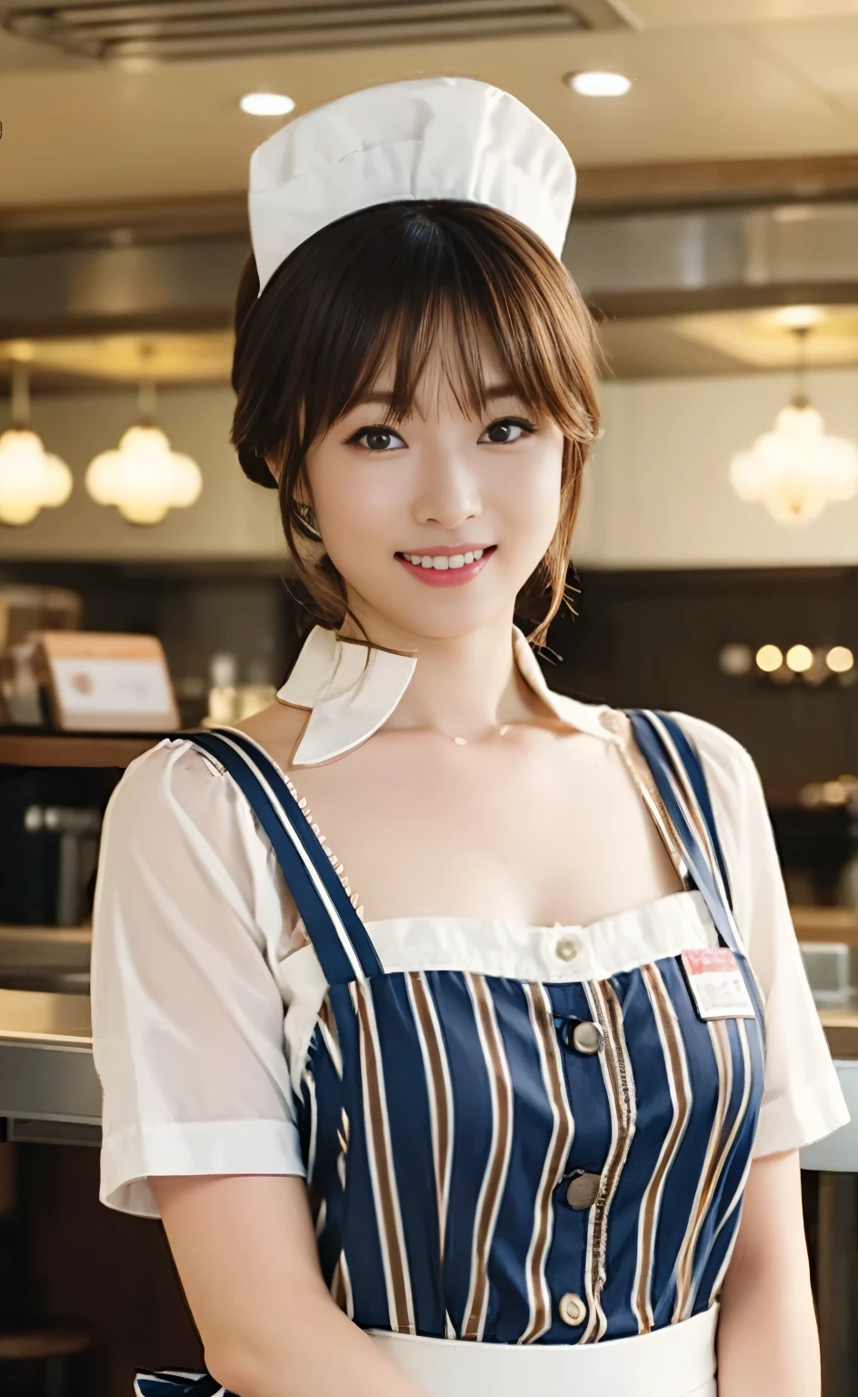 A close up of a woman in a uniform posing for a picture - SeaArt AI