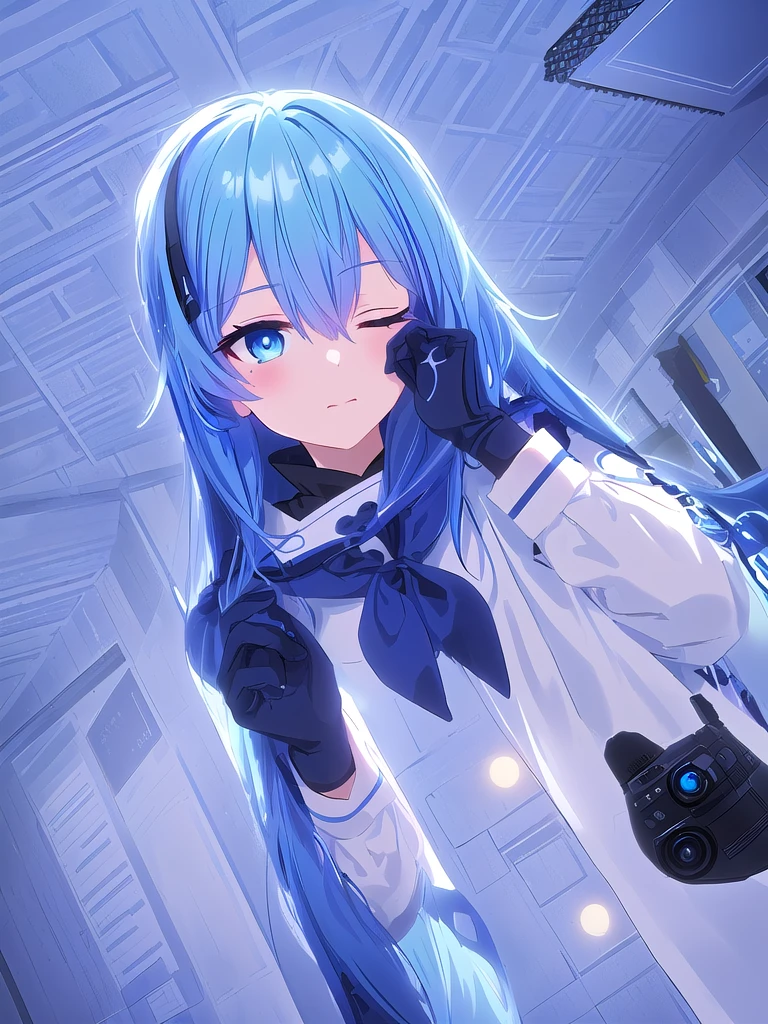 Anime - style girl Blue Hair， Anime Girl，Rubbing eyes half asleep ...
