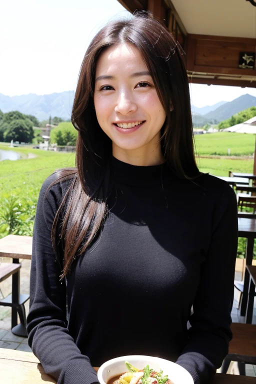 True Beauty、semi long hair、smile、Cafe、valley - SeaArt AI