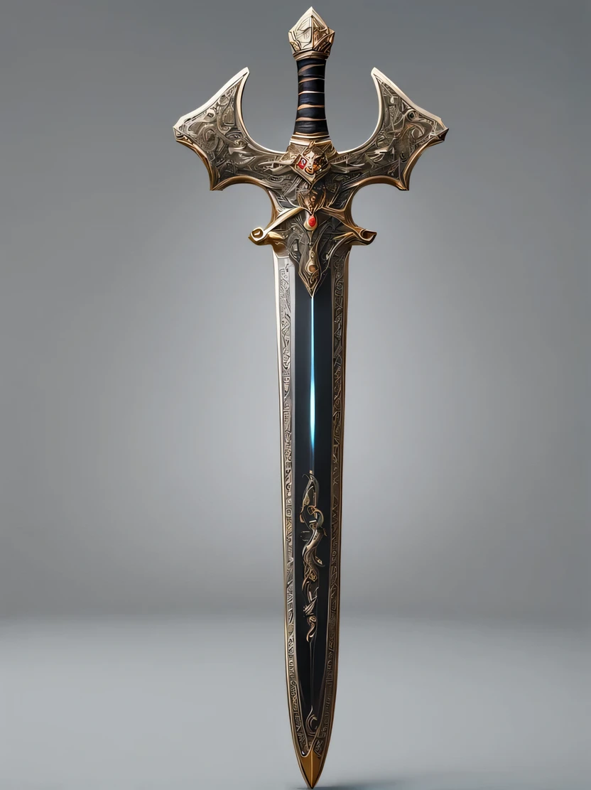 A very large sword with a gold and black handle - SeaArt AI