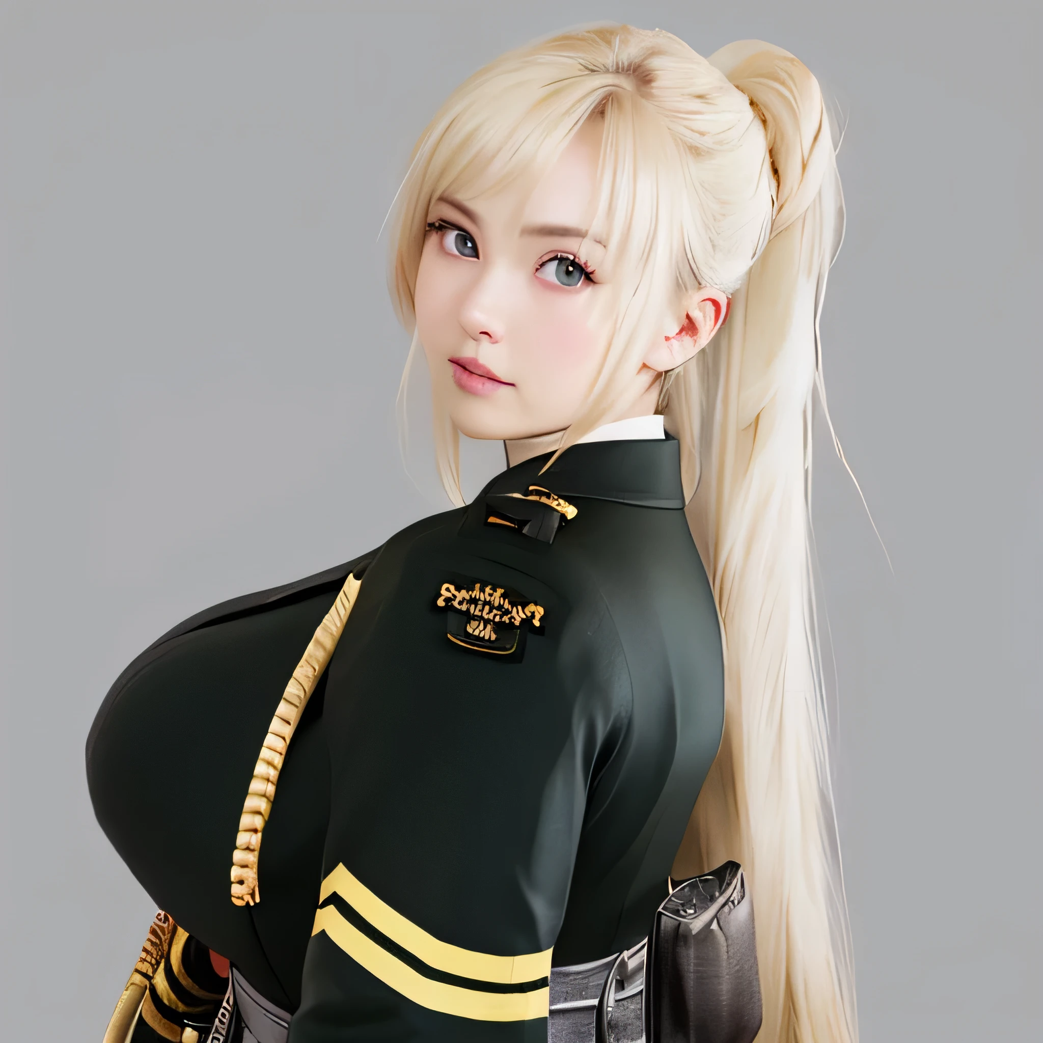 Blond haired woman in uniform posing for a picture - SeaArt AI