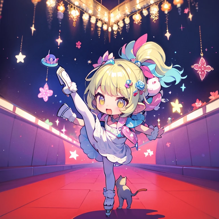 Masterpiece,cute girl and kitten,ice skating,Skating rink,Figure Skating Costume - SeaArt AI