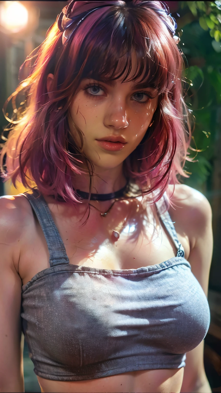 A close up of a woman with a red hair and a gray top - SeaArt AI