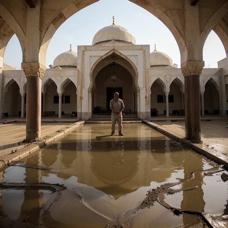 A man builds a mosque out of mud - SeaArt AI
