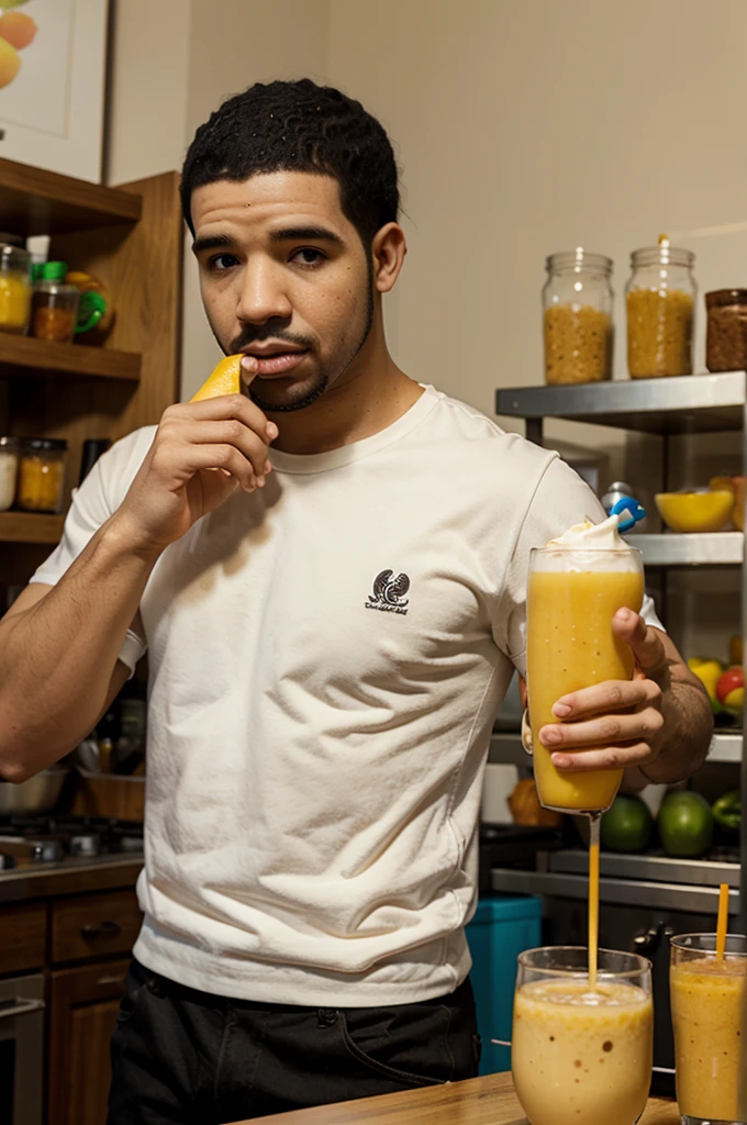 Drake holding mango graham shake - SeaArt AI