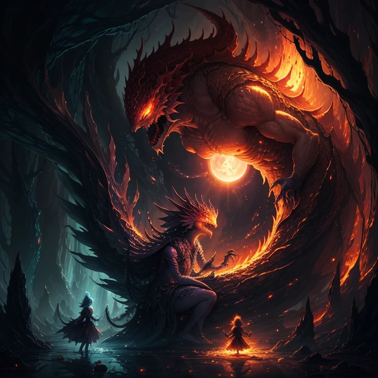 Picture a human monster with an endearing appearance, surrounded by a ...