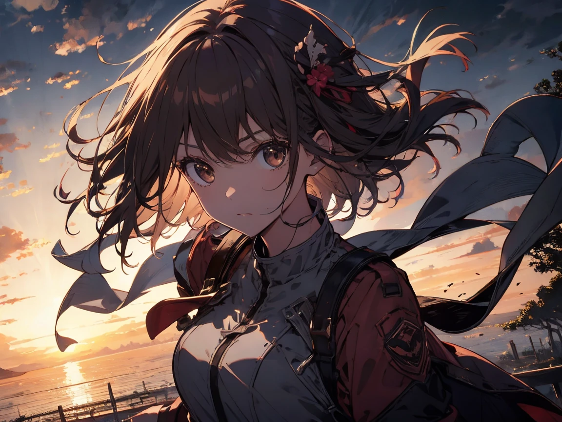 Brown Hair、Floating Hair、Medium Hair、Conceptual Art、anime、Chiaroscuro ...