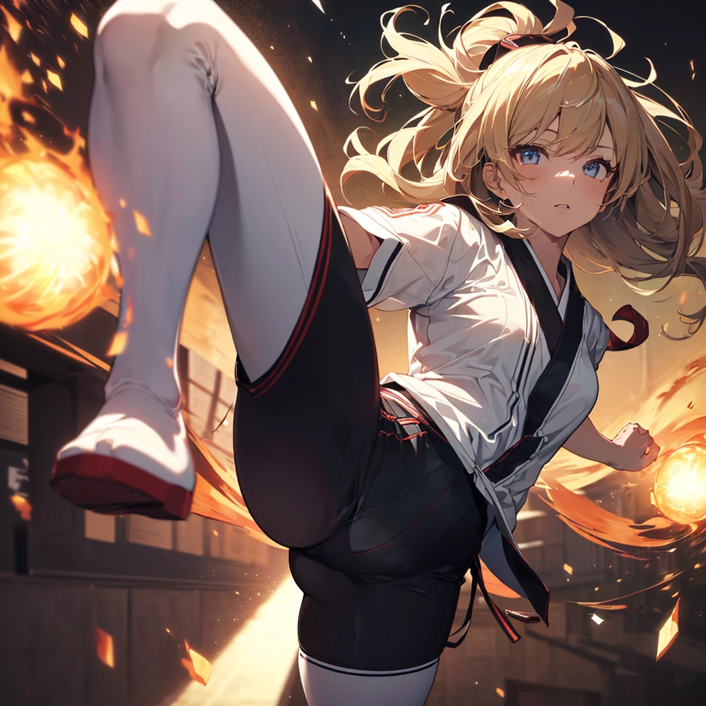 ((Girl, kick, karate uniform )) , (masterpiece, best quality - SeaArt AI