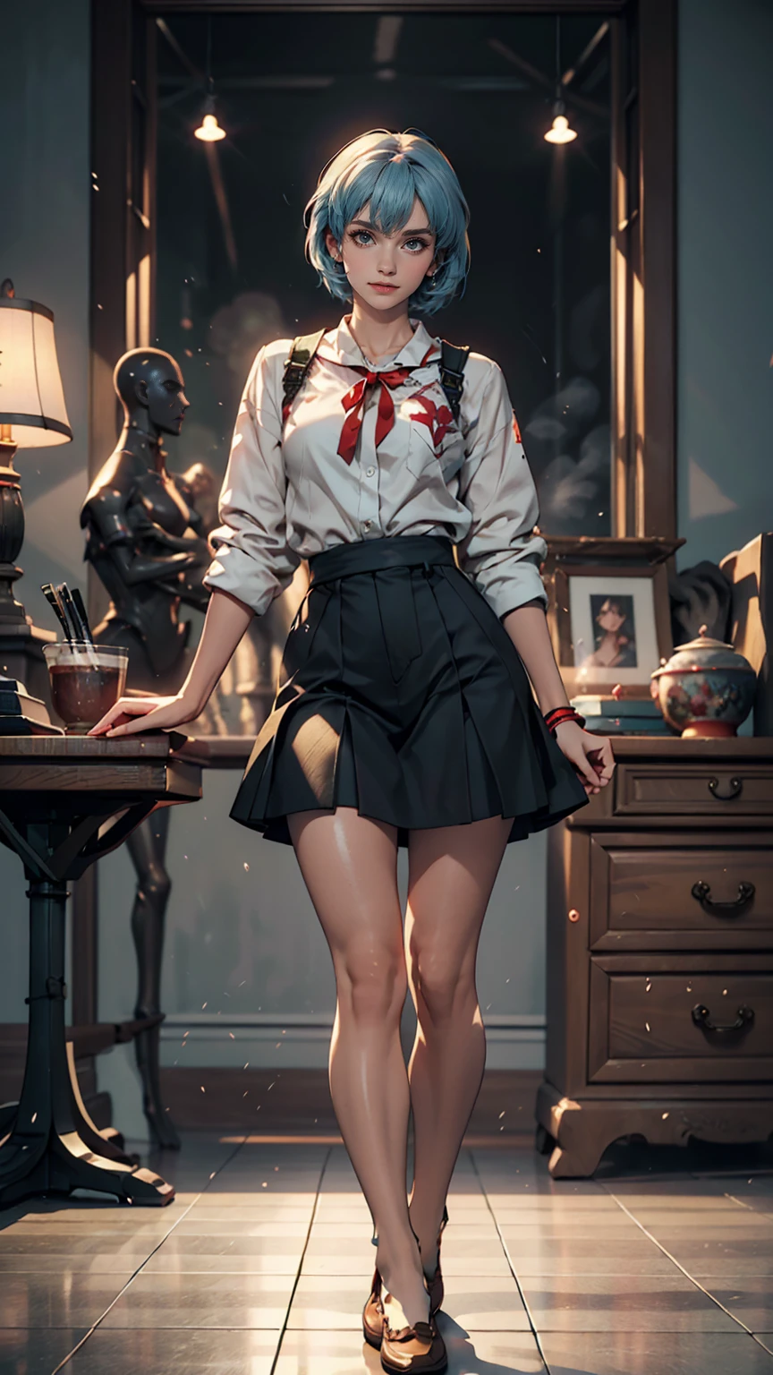 A masterpiece portrait of smiling Rei Ayanami (Evangelion), Evangelion ...