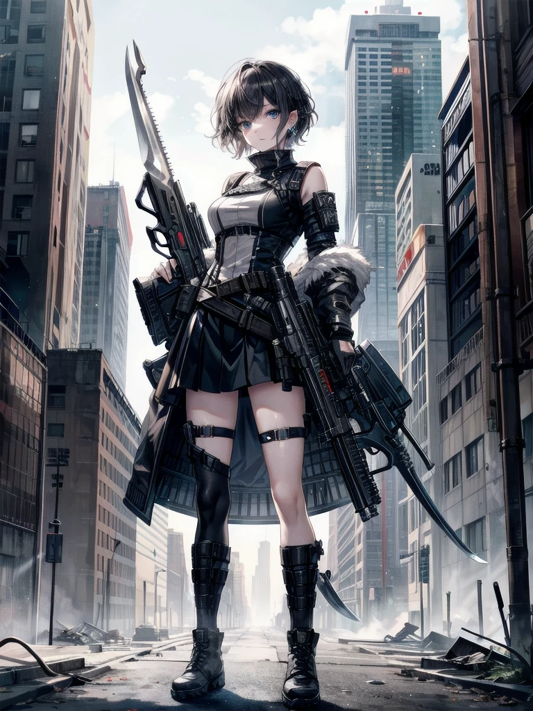 Whole body, ((((many weapons)))), gunman attire, revolver pistol ...