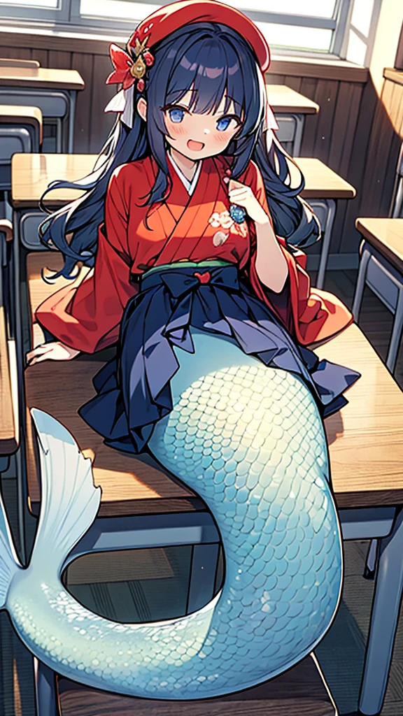 (Mermaid) girl,scales pattern hakama,Taisho Romance, girl,fish cap ...