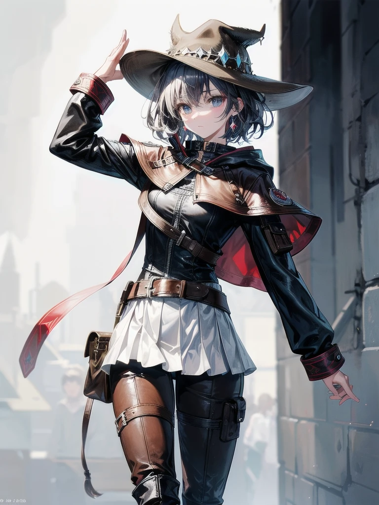 Cool cowgirl, fantasy adventurer, cowboy hat, decorated hooded armor ...