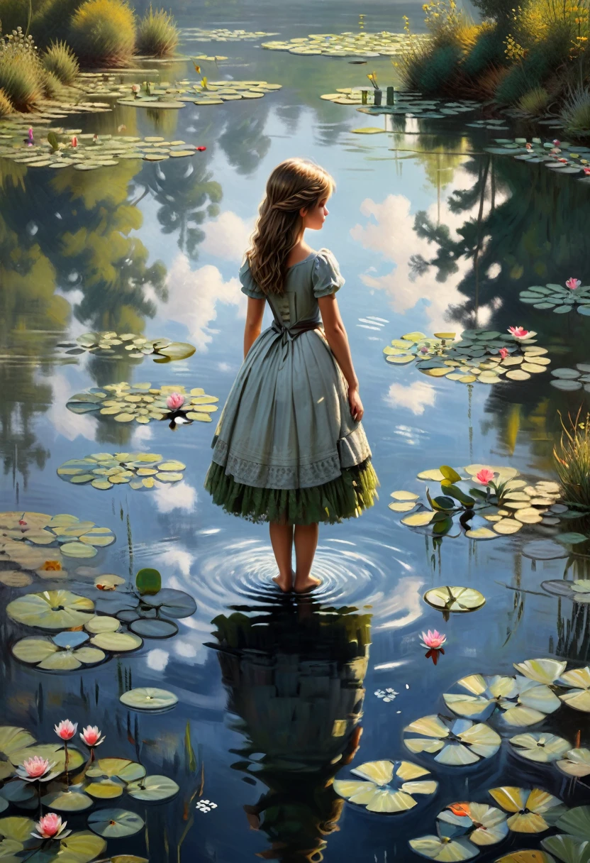 By Claude Monet, girl, (masterpiece, best quality, Professional - SeaArt AI