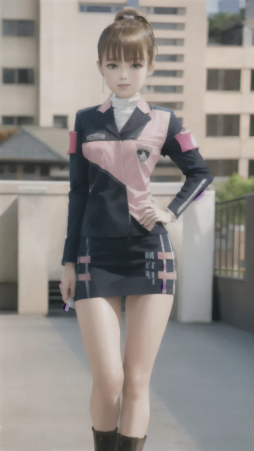 A close up of a person in a short skirt and boots - SeaArt AI