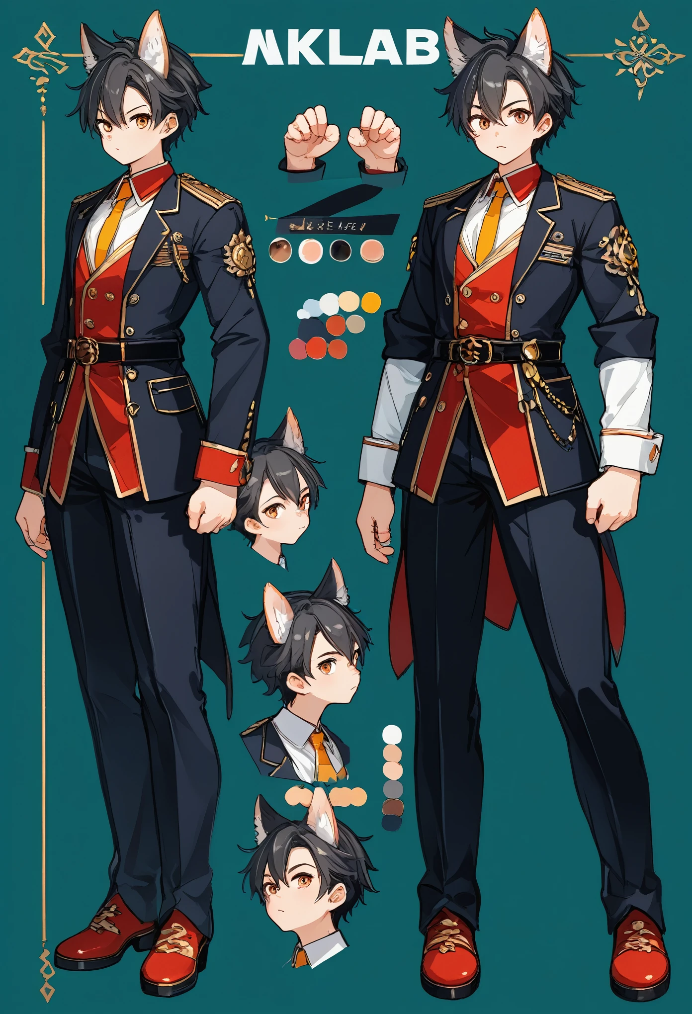 A drawing of a man in a uniform with a cat ears - SeaArt AI