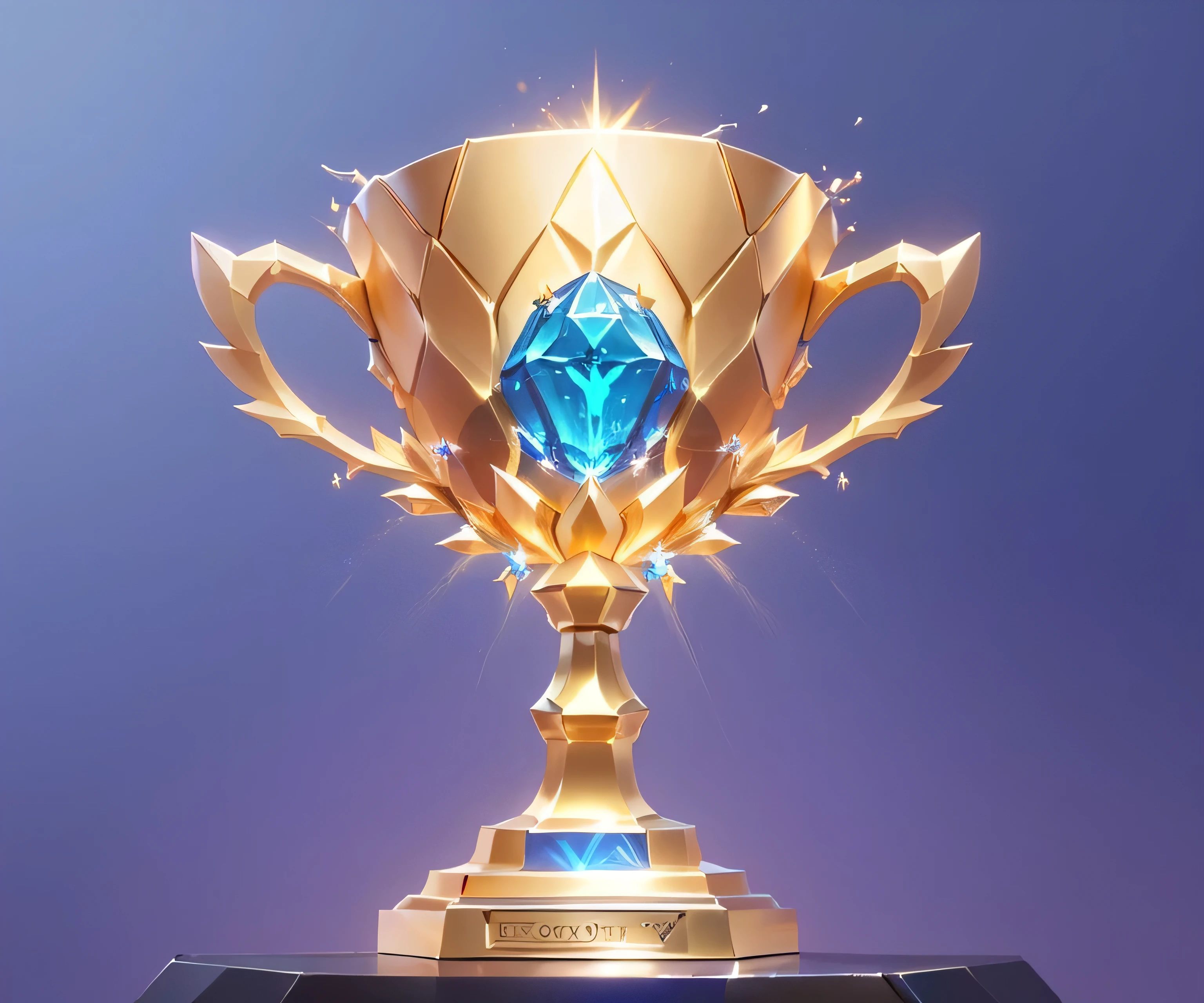 A close up of a trophy with a blue diamond on it - SeaArt AI