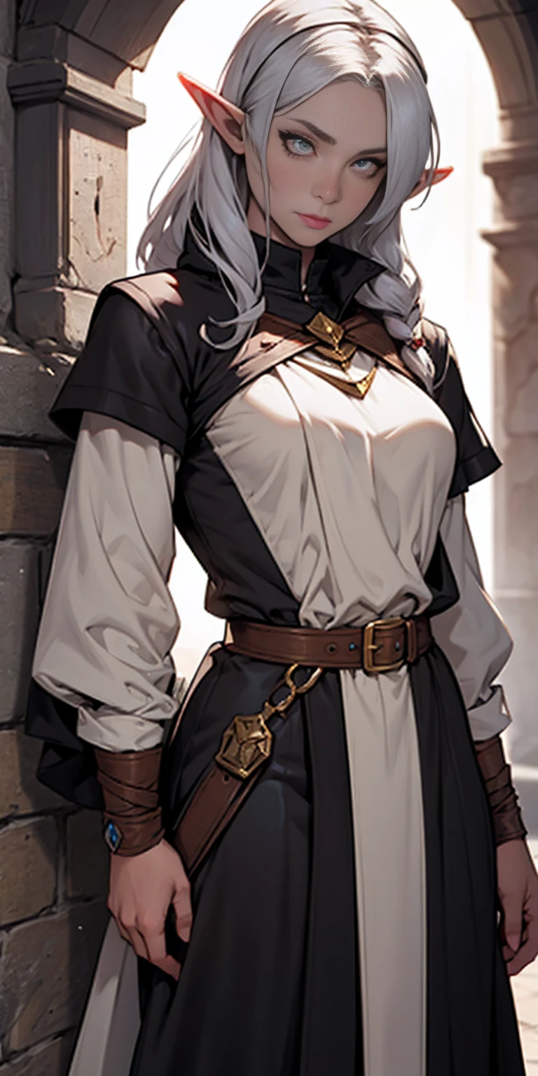 Female Drow Elf, grey skin, white eyes, dungeons and dragons - SeaArt AI