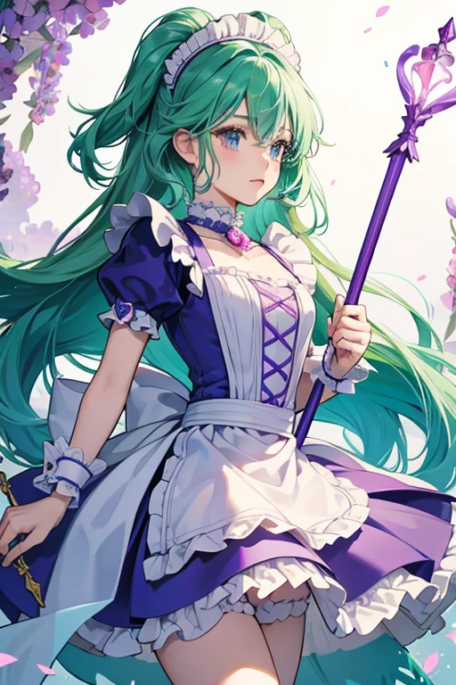 As a magical girl, her hair turns a watery green color and it parts ...