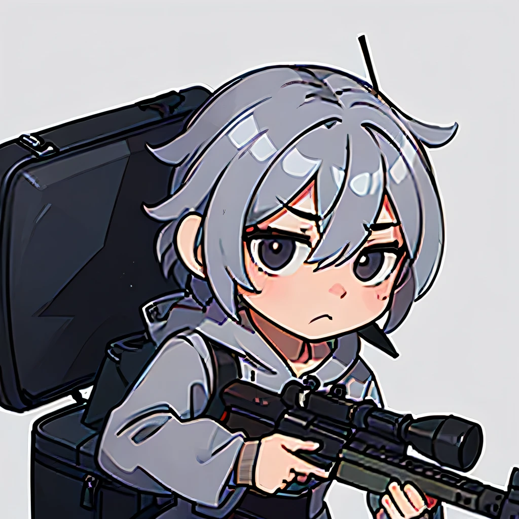 Anime character with gun and gun case on white background - SeaArt AI