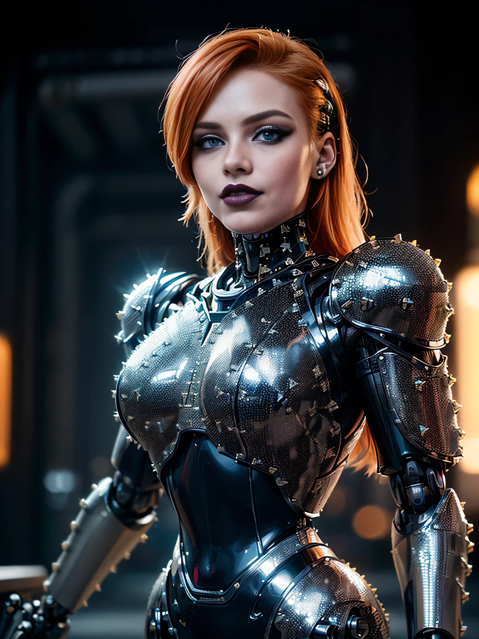 A close up of a woman in a shiny suit posing for a picture - SeaArt AI