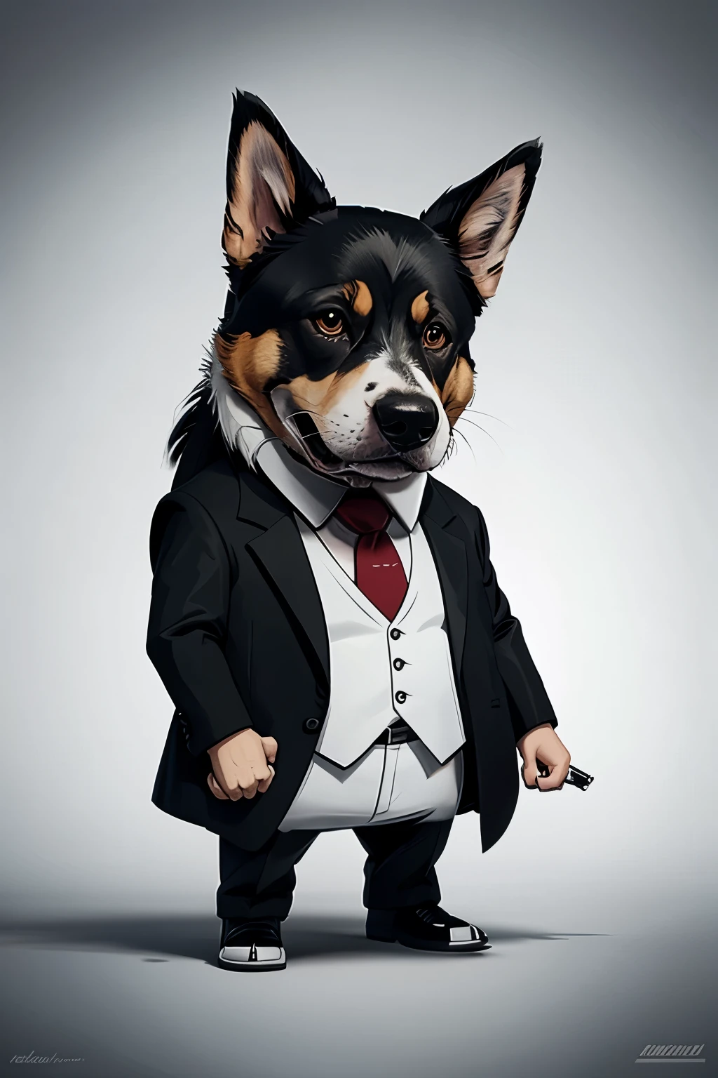 Arafed dog dressed in a suit and tie with a cigarette - SeaArt AI