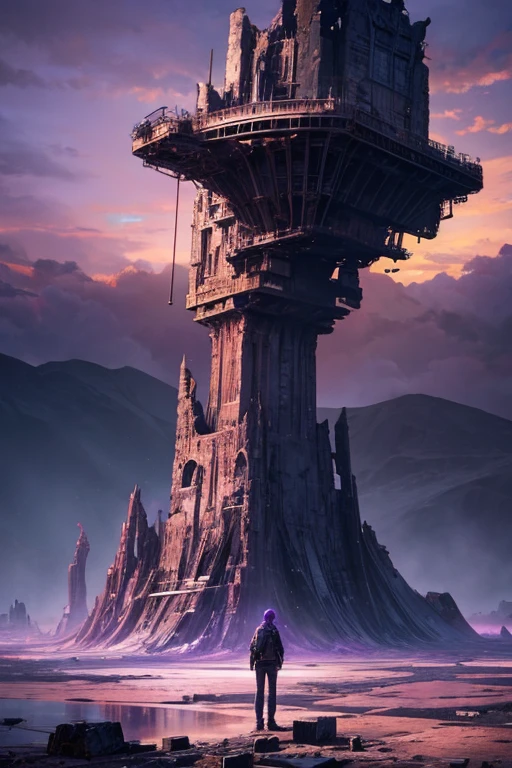 Highest quality、Desolate Earth、wreckage、Purple Sky、Surrealism - SeaArt AI