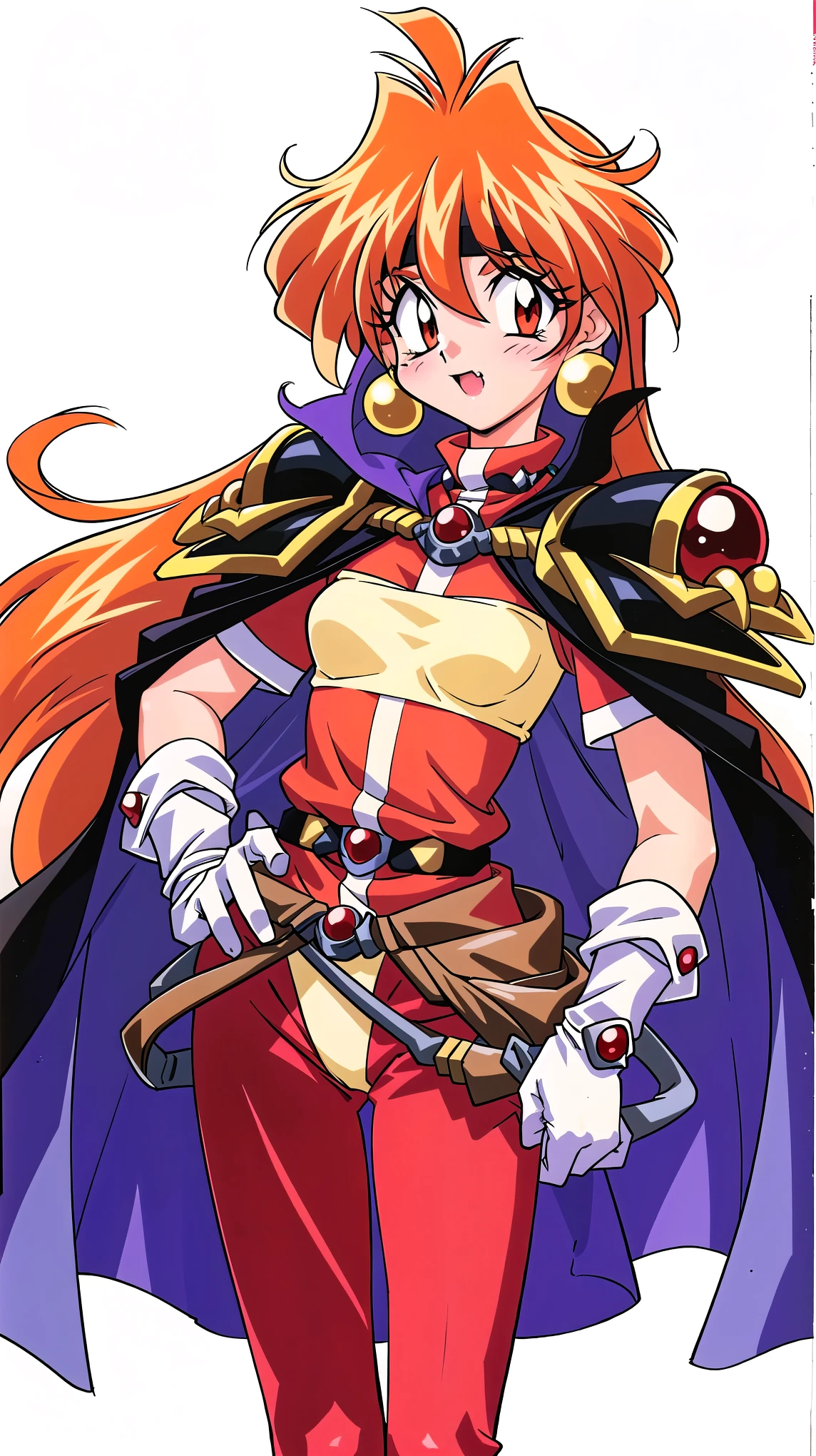 A cartoon picture of a woman in a cape and red pants - SeaArt AI