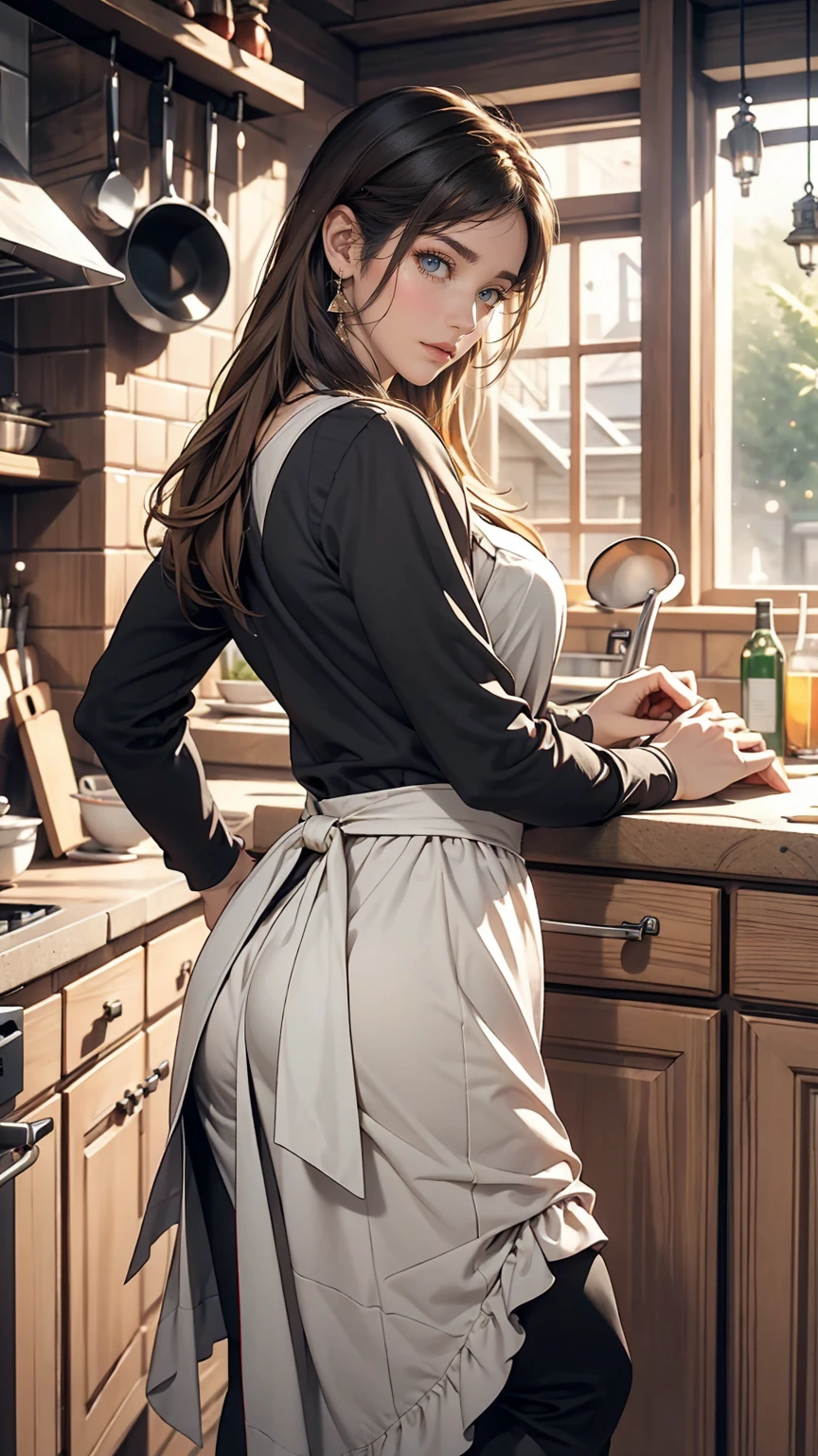 World Cup style, woman, Obscene pose, Captivating look, apron - SeaArt AI