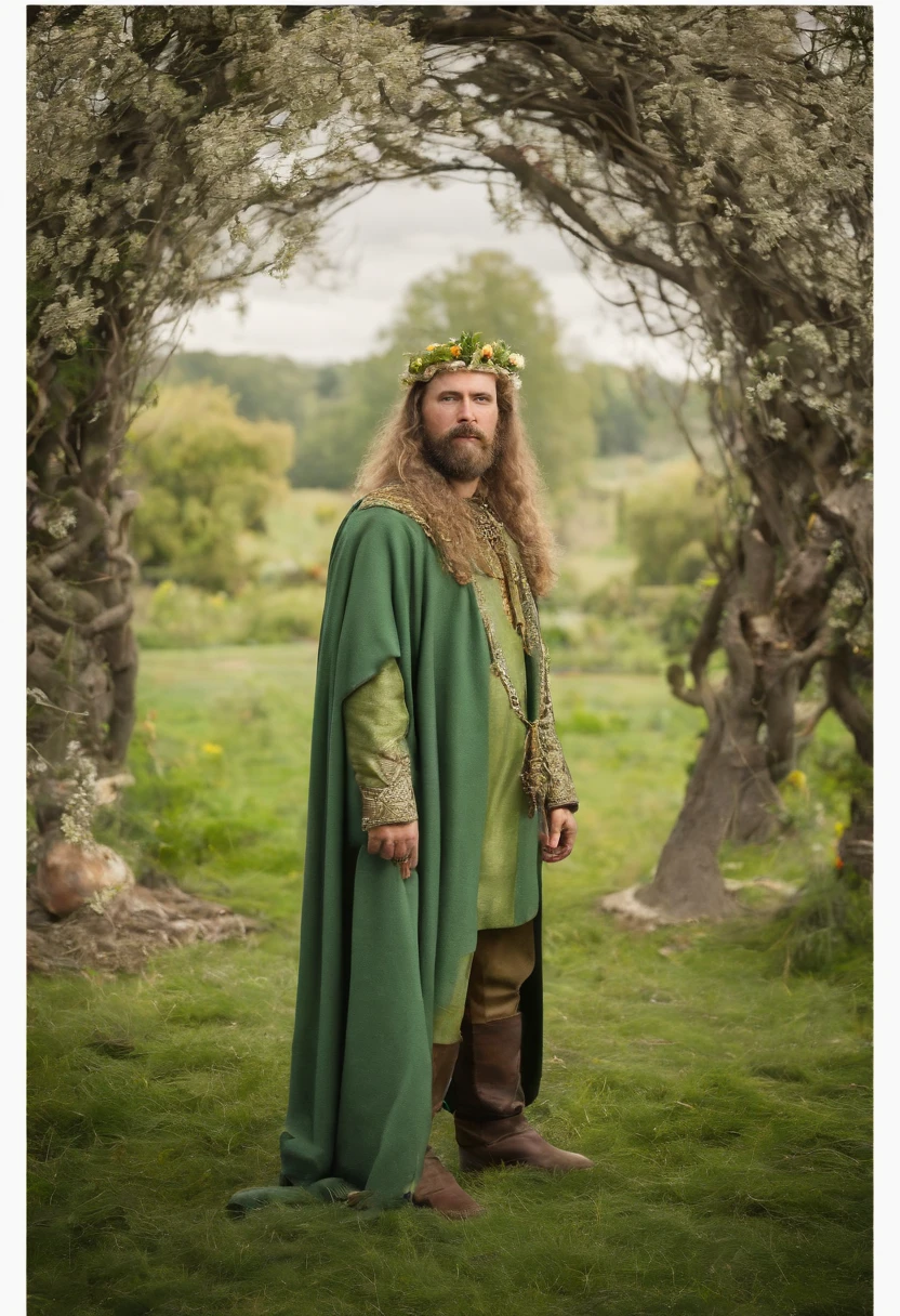 Garth Greenhand, man, 40, shoulder-long blond curly hair, big beard ...