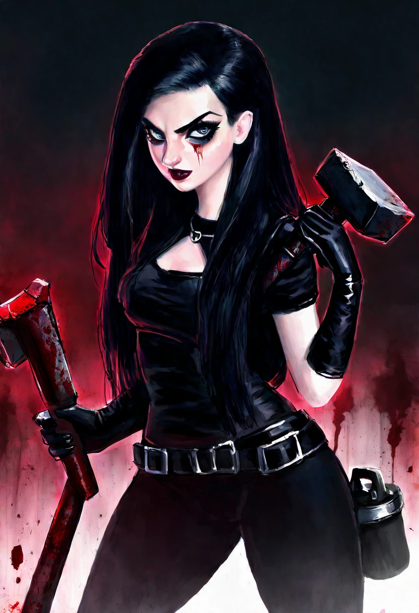 A mean girl, beautiful face, evil expression, piercing eyes, long ...