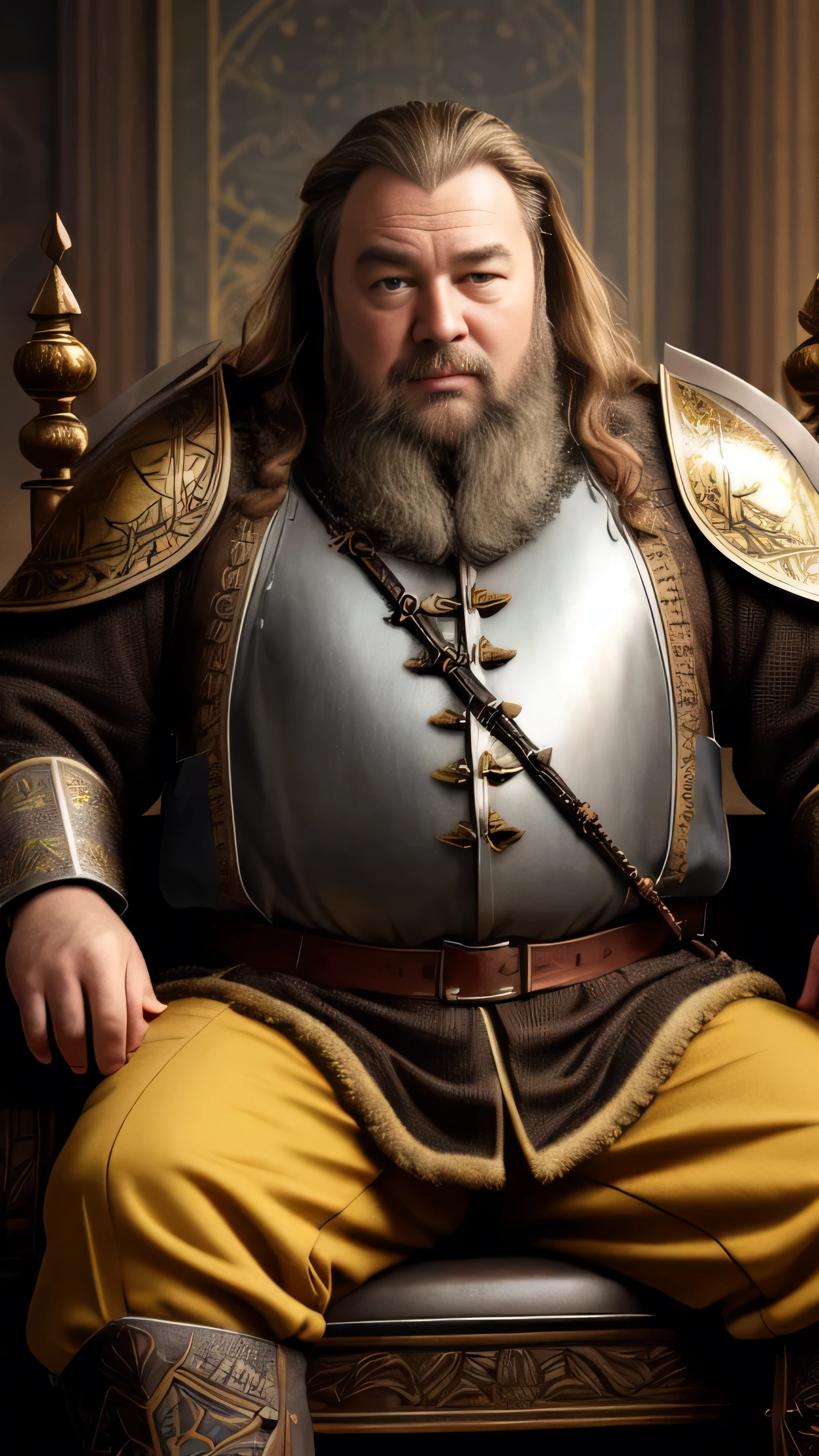 Arafed man with long hair and beard sitting on a throne - SeaArt AI