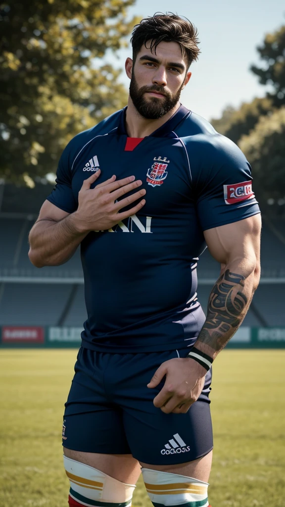 1 pale man rugby player ,Full body, no teeth smile, rugby player ...