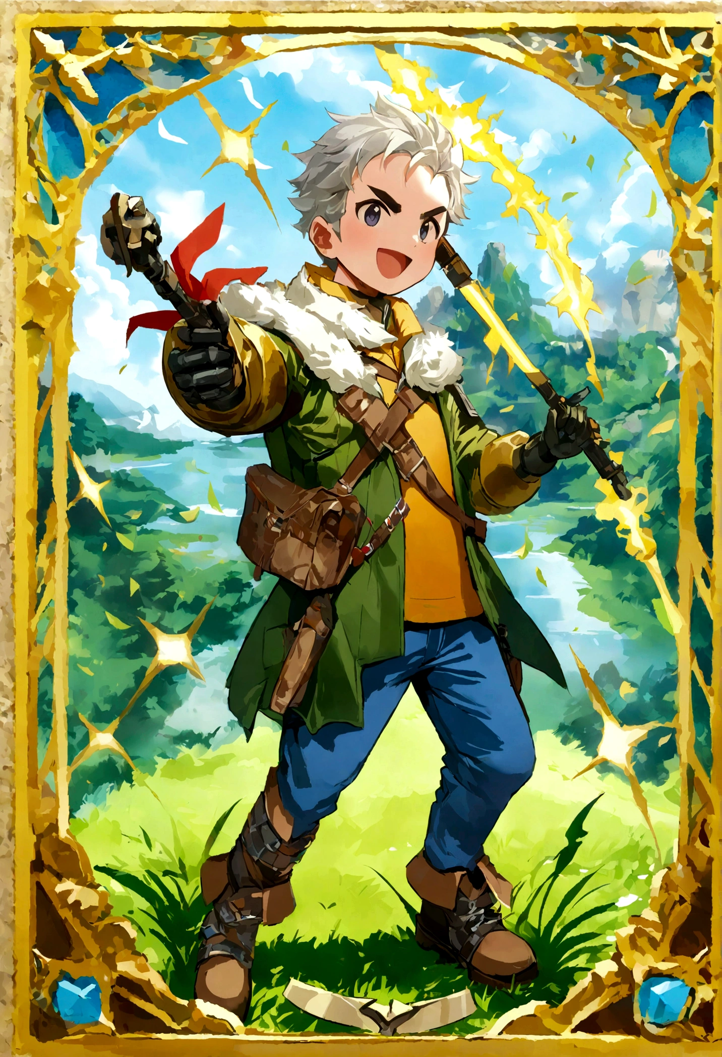 Armar com fogo、Water arm、Grass arm、Electricity arm elements are ...