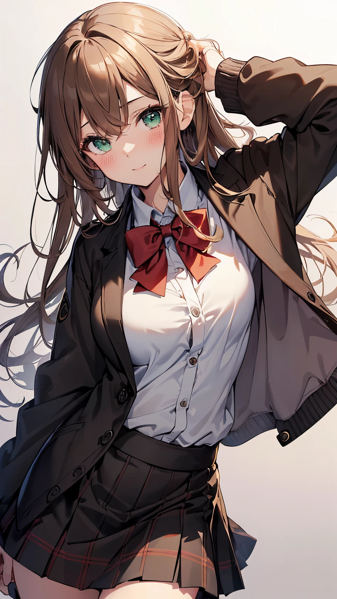 Anime girl with long hair and a bow tie posing for a picture - SeaArt AI