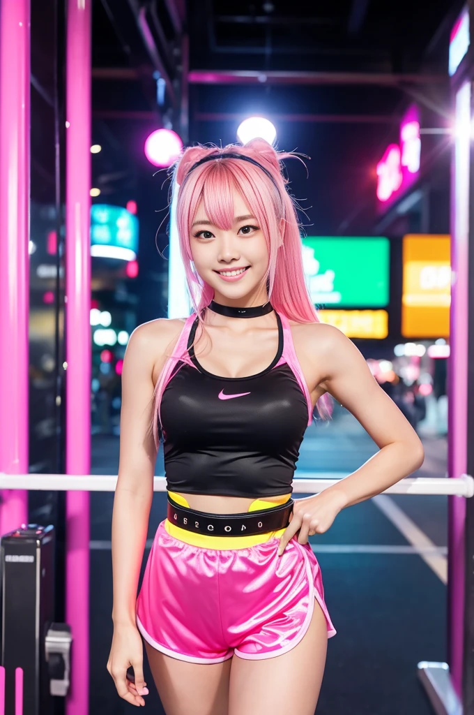 Tall sporty Japanese model、bright smile、、、whole body、very long ...