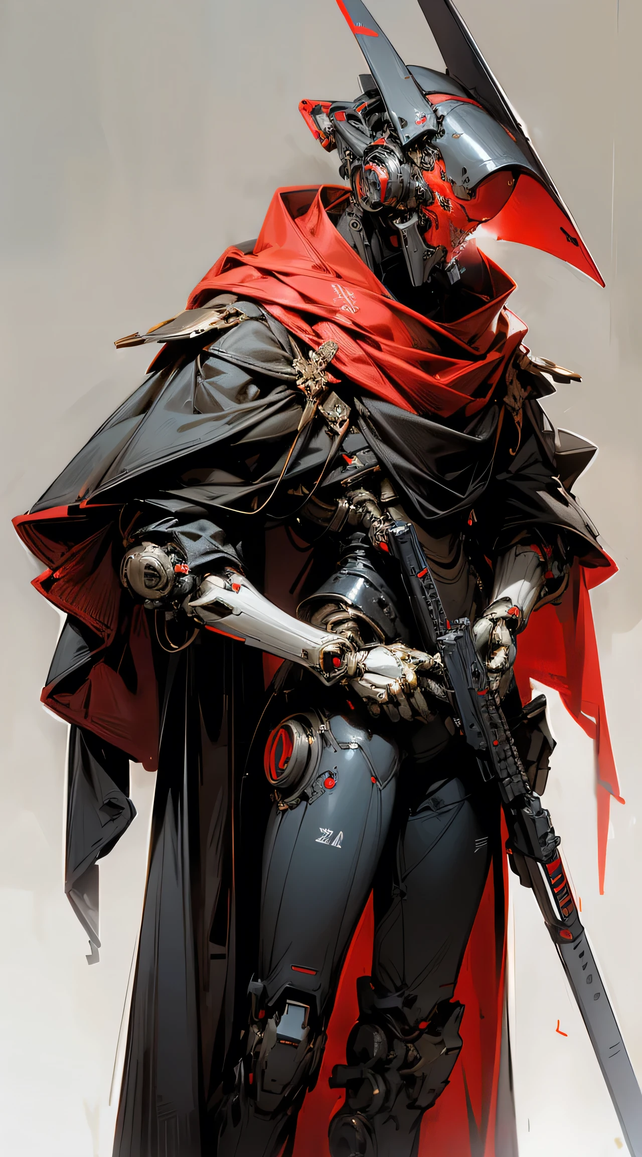 A close up of a person with a sword and a red cape - SeaArt AI