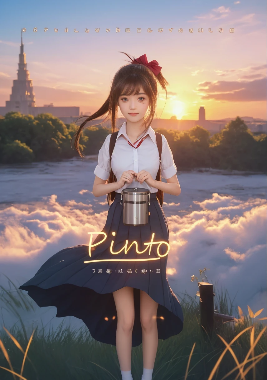 Arafed image of a girl in a school uniform standing in the grass - SeaArt AI