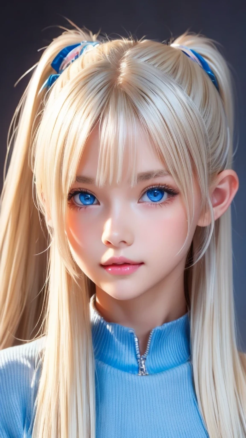 A close up of a woman with long blonde hair and blue eyes - SeaArt AI