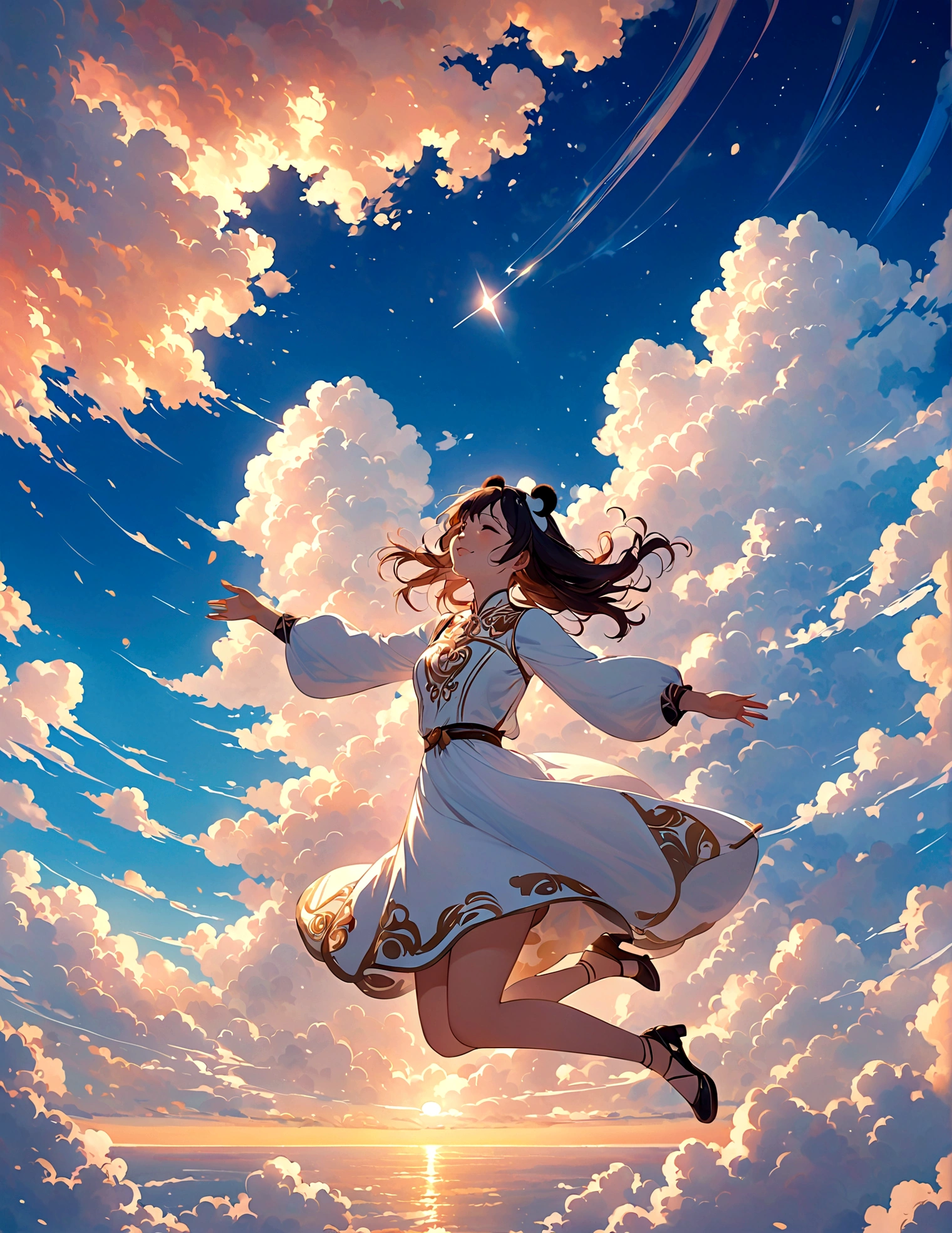 Masterpiece, Top quality, Stills, A girl, (Floating in the air - SeaArt AI