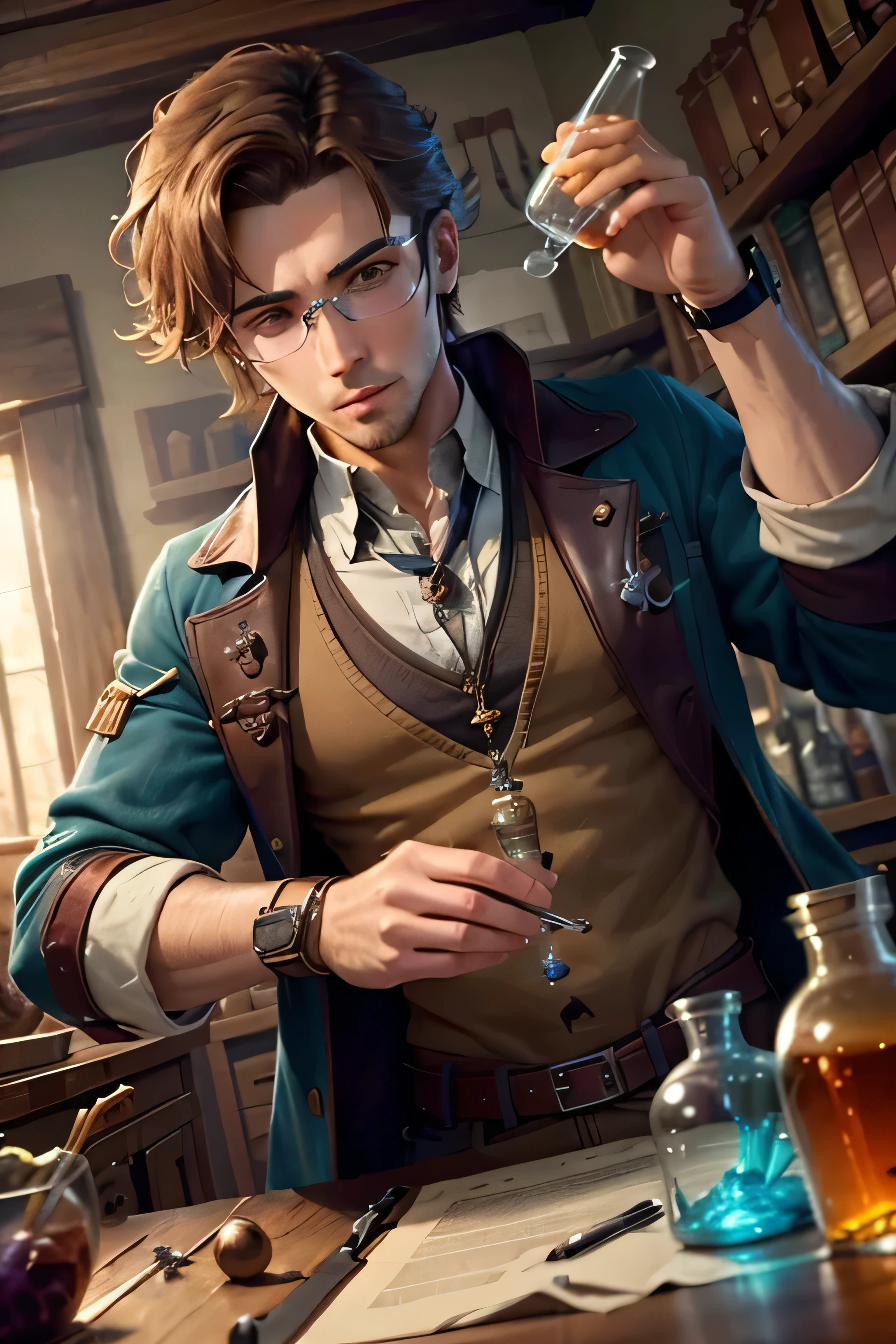 A close up of a person holding a bottle and a glass - SeaArt AI