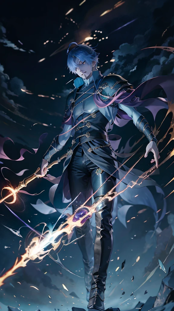 Epic anime style, purple lightning, evil temperament, 20-year - SeaArt AI