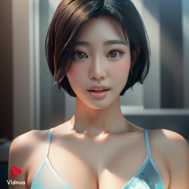 A fifty-something Asian woman with very large breasts poses for a photo - SeaArt AI