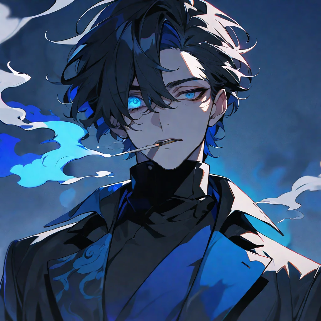 Solo, handsome, 1 male, short hair, black hair, blue eyes, Odd Eye ...