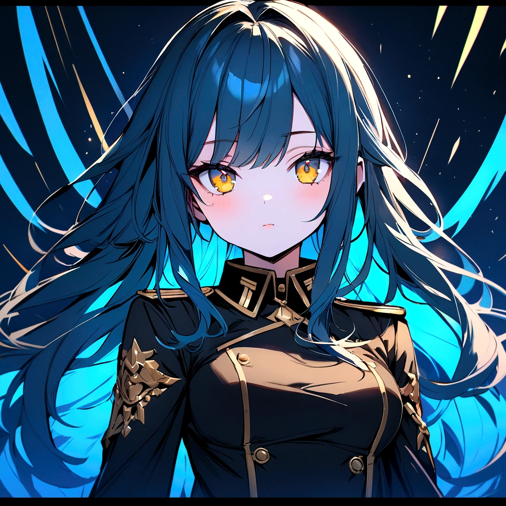 High quality, HD, 4k, Beautiful girl, cyan hair, long hair, gold eyes ...