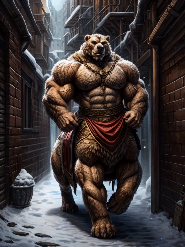 Handsome furry werebear taur，furry，fur taur，Strong muscles，Ancient ...